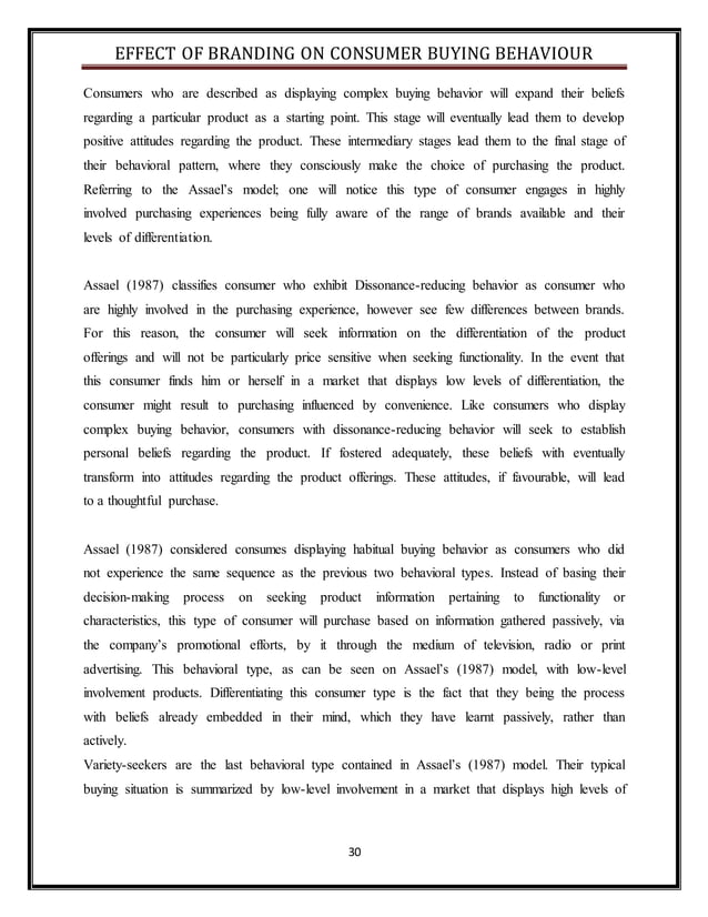 Effect of branding on consumer buying behaviour | DOCX