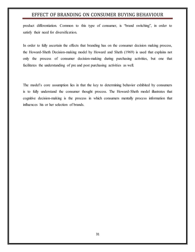 Effect of branding on consumer buying behaviour | DOCX