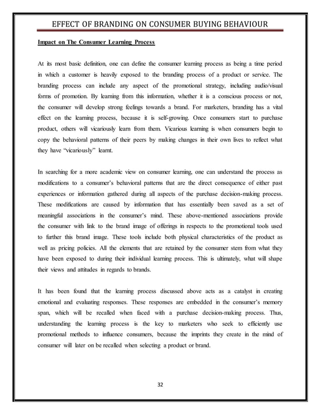 Effect of branding on consumer buying behaviour | DOCX