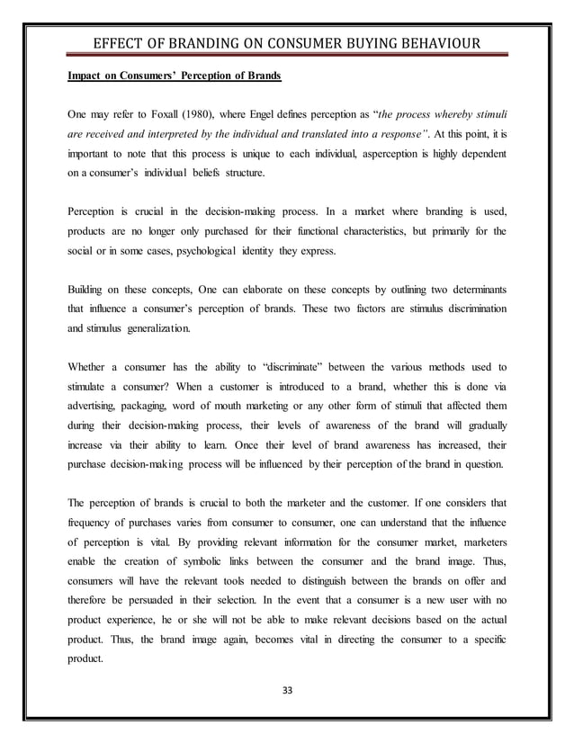 Effect of branding on consumer buying behaviour | DOCX