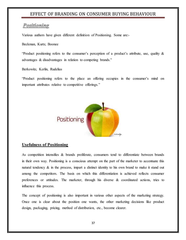 Effect of branding on consumer buying behaviour | DOCX