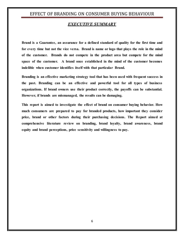 Effect of branding on consumer buying behaviour | DOCX