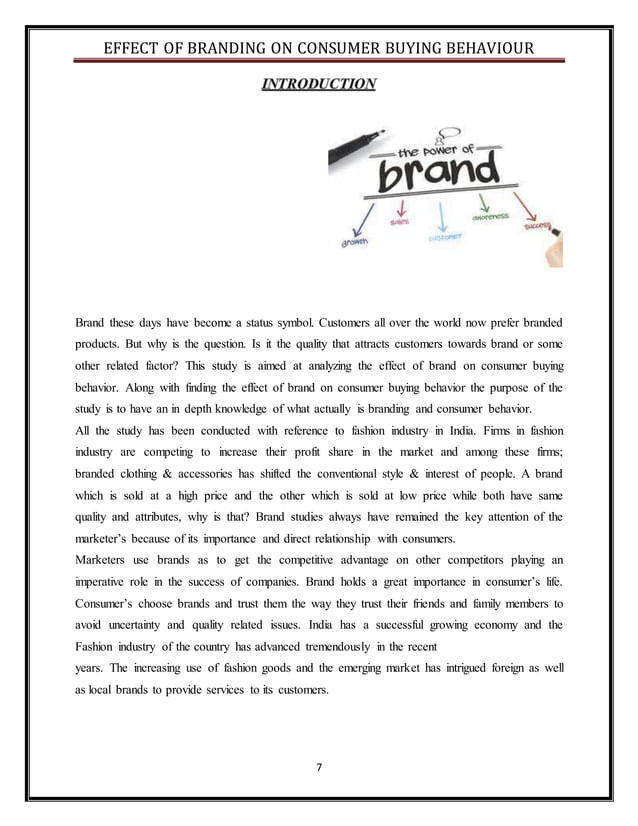 Effect of branding on consumer buying behaviour | DOCX