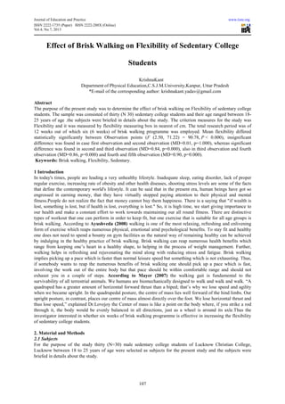 Effect of brisk walking on flexibility of sedentary college students | PDF