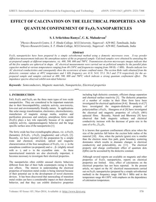 Effect of calcination on the electrical properties and quantum ...