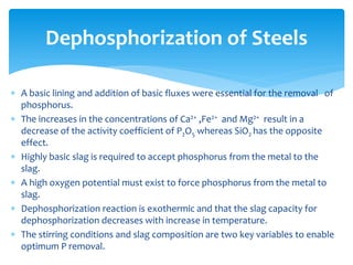 Effect Of CaO, FeO, MgO, SiO2 and Al2O3 Content of Slag on Dephosphorization of Steels | PDF