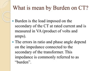 Effect of change in burden and power factor on CTs | PPT