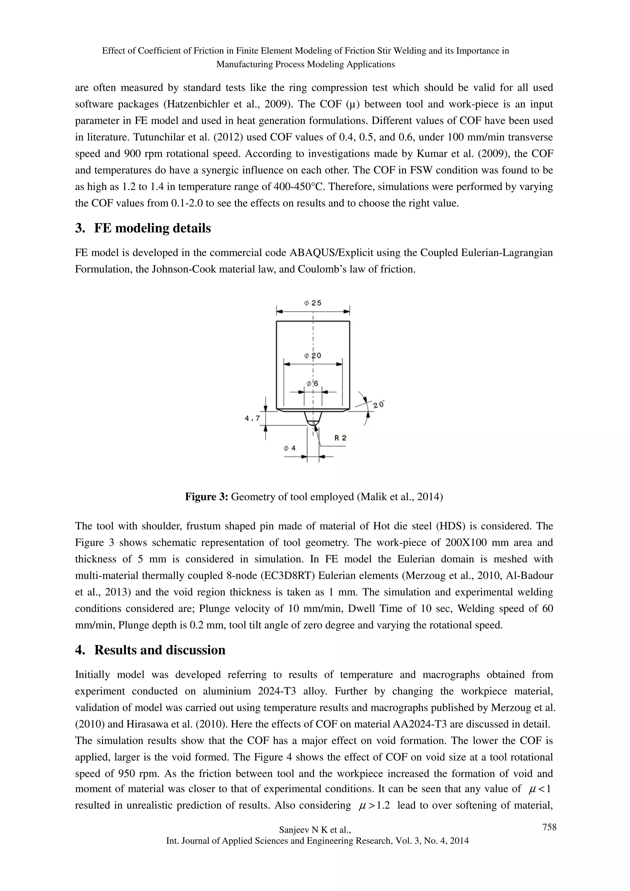 Effect Of Coefficient Of Friction In Finite Element Modeling Sanjeev N