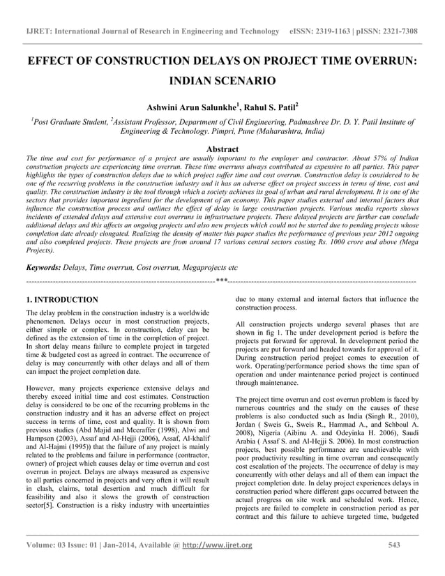 Effect of construction delays on project time overrun | PDF ...