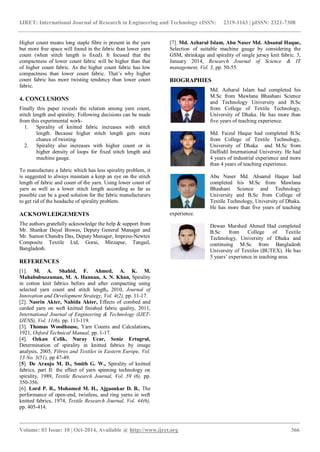 Effect of count and stitch length on spirality of single jersey knit ...