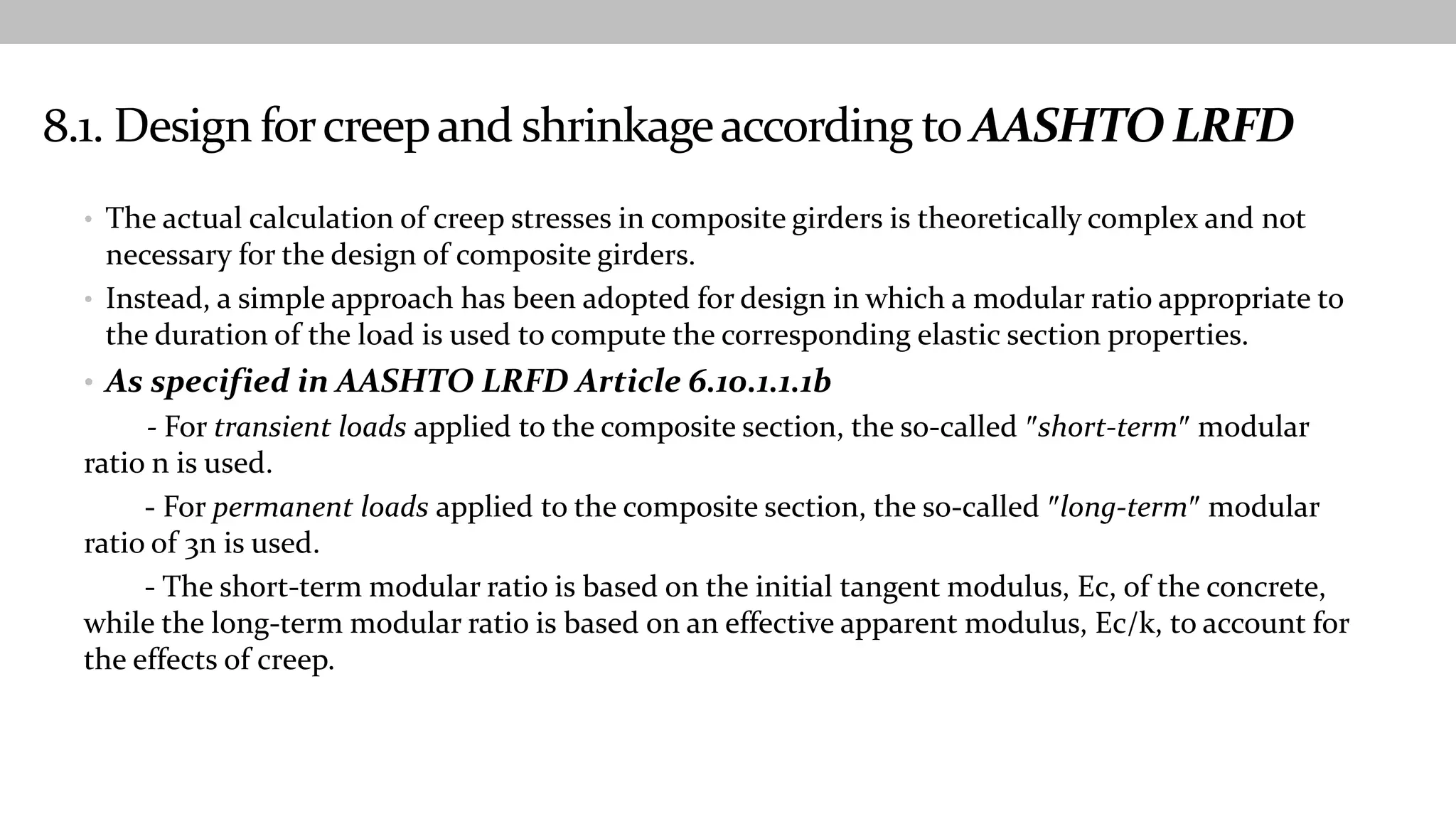 Effect of creep on composite steel concrete section | PPTX