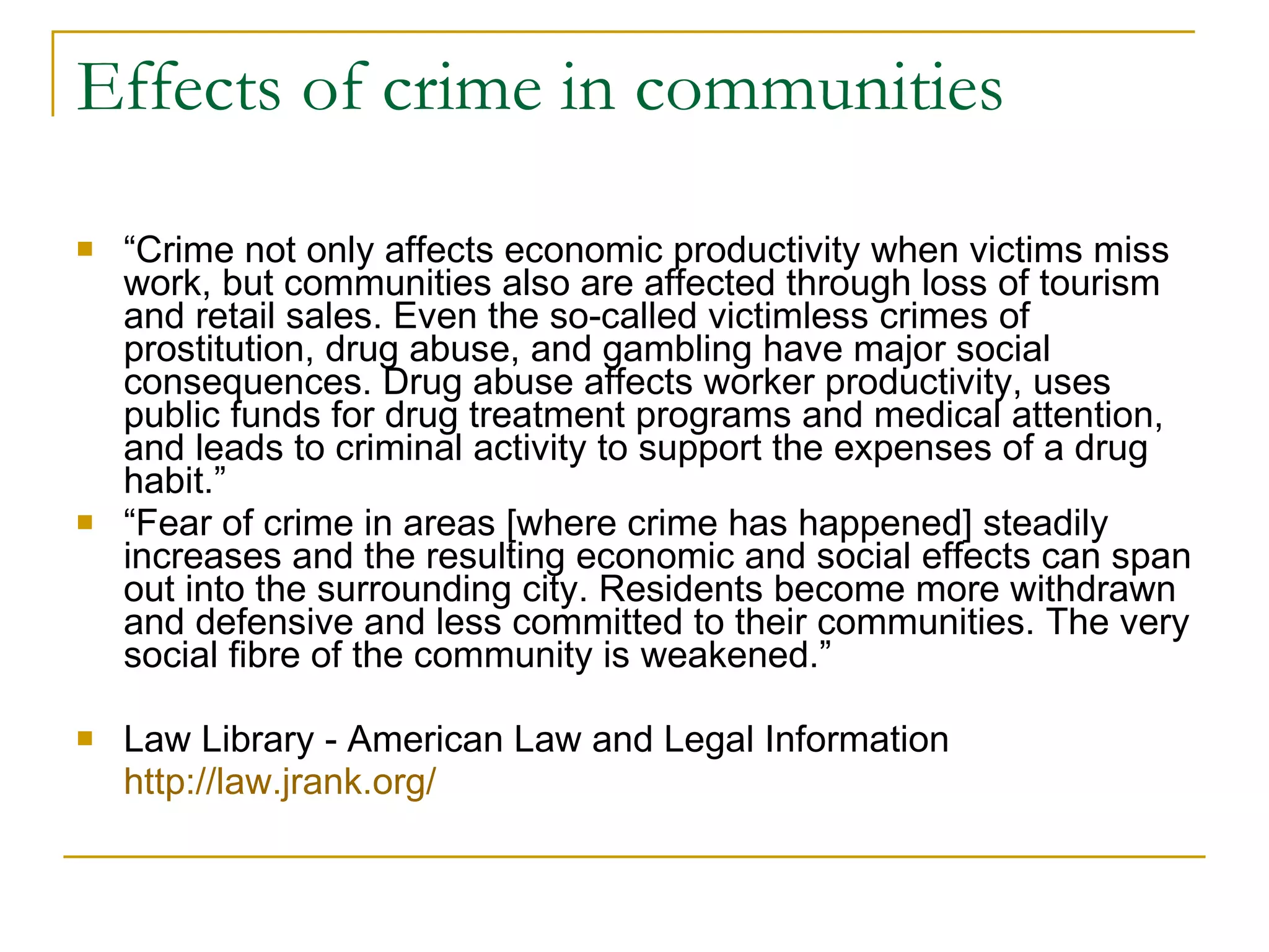 Effect of crime on communities | PPT