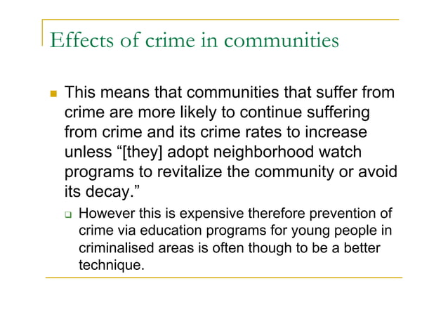 Effect of crime on communities | PPT