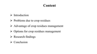 Effect of Crop Residue Management in Rice-Wheat Cropping System.pptx | Agriculture | Industries