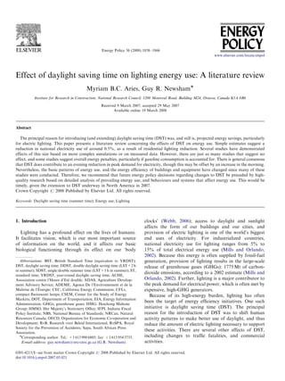 Effect of daylight saving time on lighting energy use a literature ...