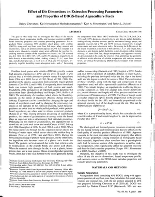 Effect of die dimension on extrusion processing parameters (animal feed) | PDF