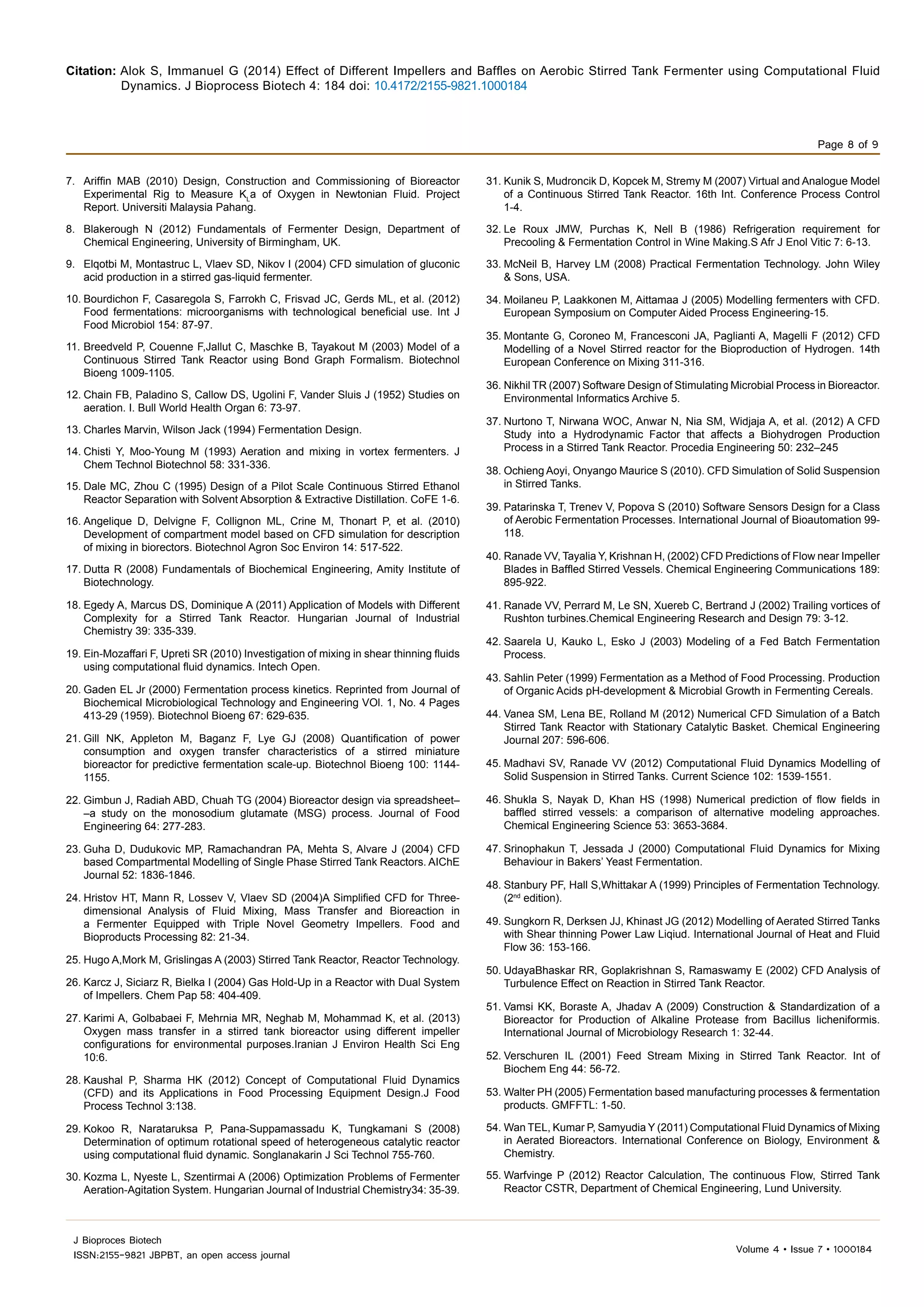 Effect Of Different Impellers And Baffles On Aerobic Stirred Tank