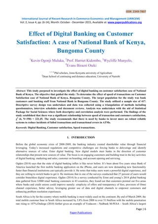Effect of Digital Banking on Customer Satisfaction: A case of National ...