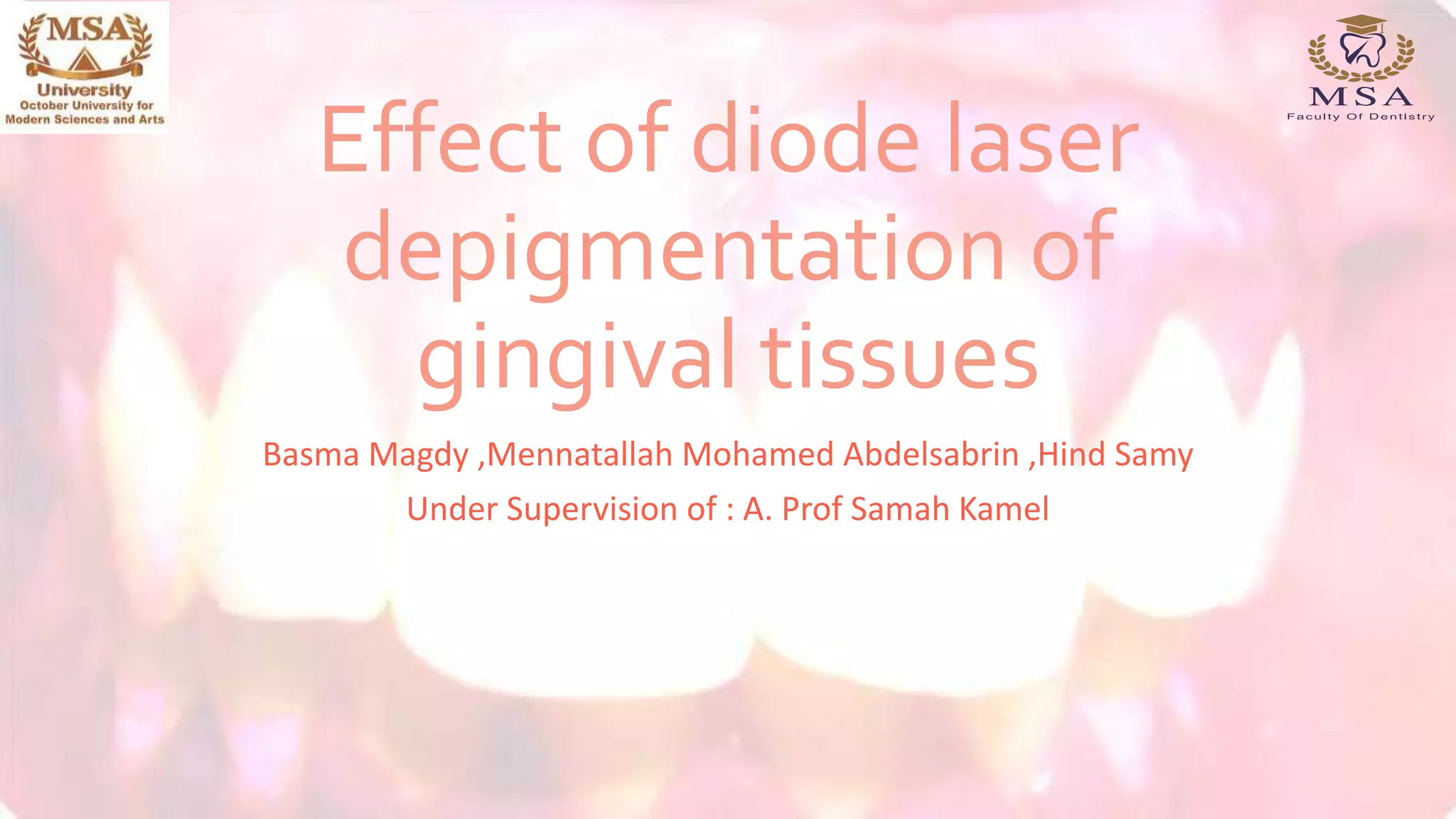 Effect of diode laser depigmentation of gingival tissues | PPTX