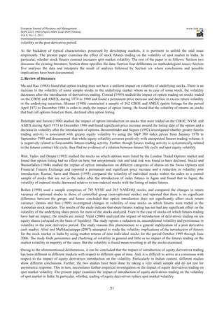 Effect of equity derivatives trading on spot market volatility in india ...