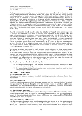 Effect of feeding acacia pods (acacia seyal) with or without wheat bran on feed intake and ...