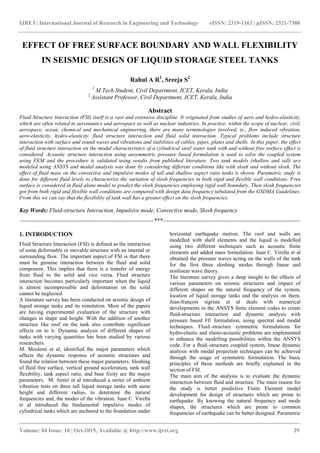 Effect of free surface boundary and wall flexibility in seismic design of liquid storage steel ...