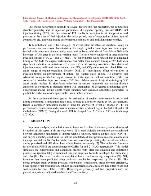 Effect Of Fuel Injection Timing On Performance Combustion And Emission