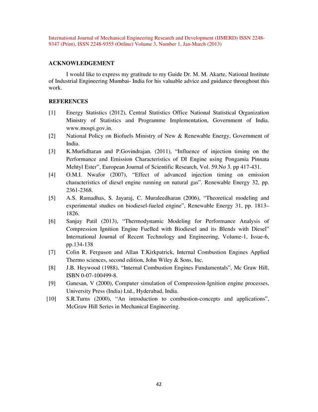 Effect Of Fuel Injection Timing On Performance Combustion And Emission Characteristics Of C Pdf