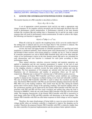 Effect of genetic pid power system stabilizer for a synchronous machine | PDF
