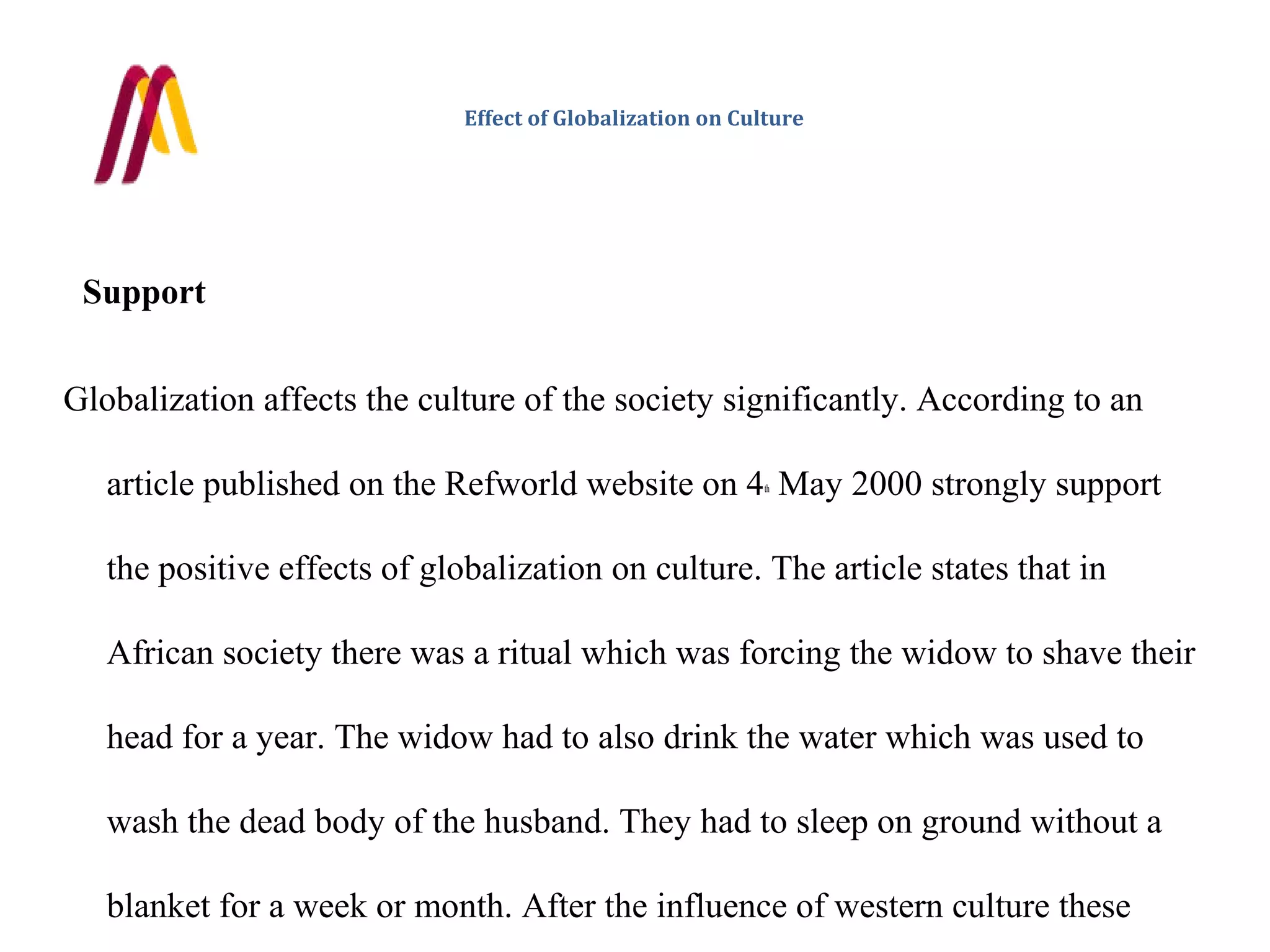 Effect of globalization of culture | PPT