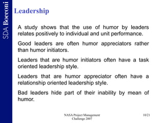 Effect of humor on project management | PPT