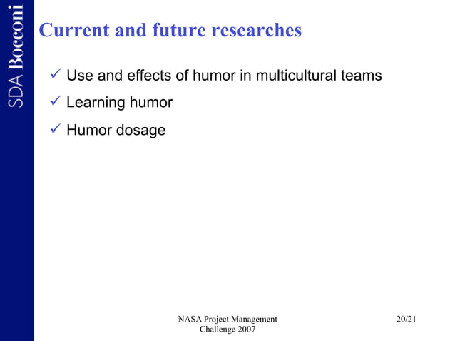 Effect of humor on project management