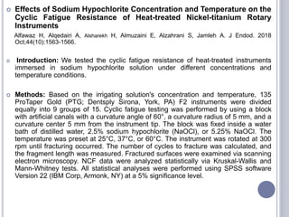 Effect of immersion in sodium hypochlorite on the cyclic fatigue ...