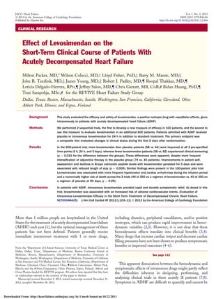 Effect of levosimendan on adhf | PDF | Heart and Cardiovascular ...