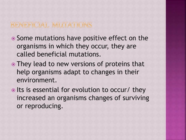 Effect of mutations ( beneficial and harm full) | PPTX | Genetics | Science