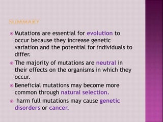 Effect of mutations ( beneficial and harm full) | PPTX