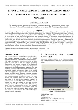 Effect of nanofluids and mass flow rate of air on heat transfer rate in automobile radiator by ...