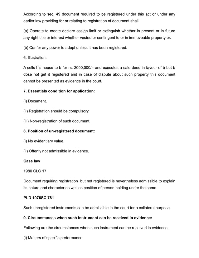 Effect of non registration | PDF