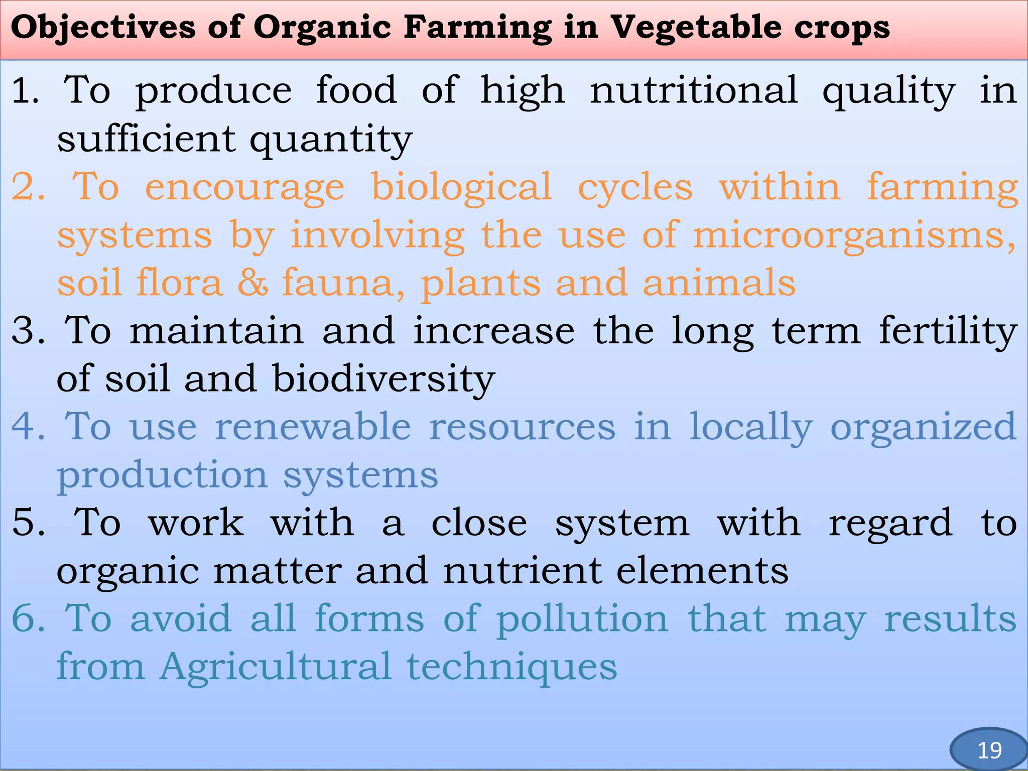Effect of organic farming in vegetable crops | PPTX