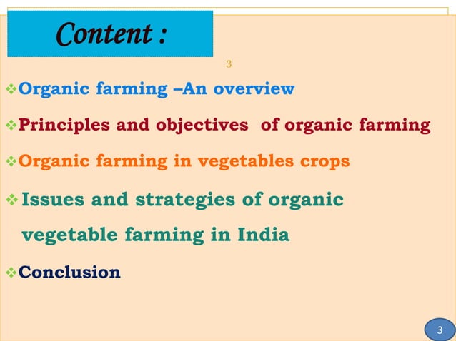 Effect of organic farming in vegetable crops | PPTX