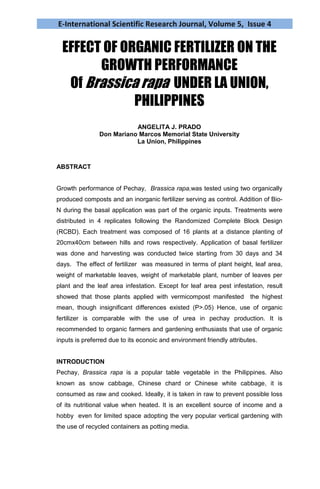 “Effect of Organic Fertilizer on the Growth Performane of Brassica rapa Under La Union ...