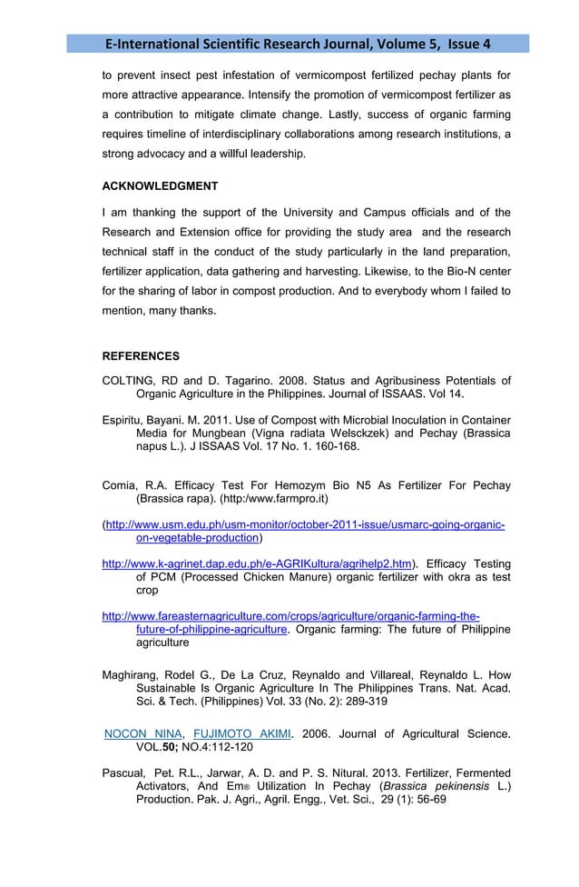 “Effect of Organic Fertilizer on the Growth Performane of Brassica rapa ...