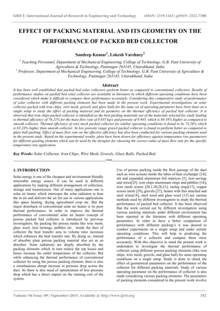 Effect of packing material and its geometry on the performance of ...