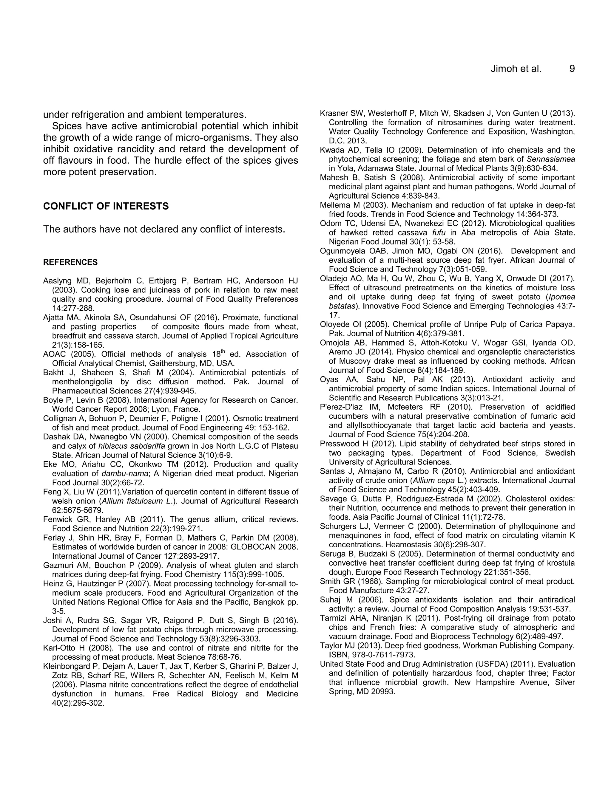 Effect of particle size of selected composite spices on storability of ...