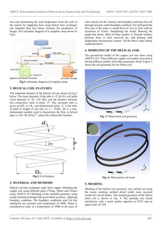 Effect of pitch on heat transfer characteristics of helical coils to be ...