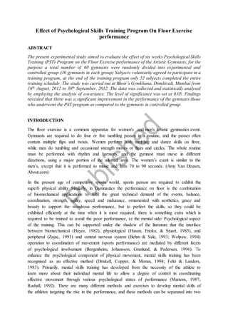 Effect of psychological skills training program on floor exercise ...