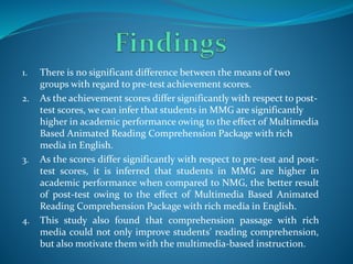 Effect of reading comprehension package with rich media in english on ...