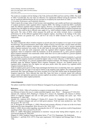 Effect of regulated deficit irrigation on growth and yield of sorghum | PDF