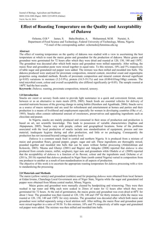 Effect of roasting temperature on the quality and acceptability of ...