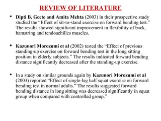 Effect of Sit To Sit And Activity On Forward Bending Test | PPT
